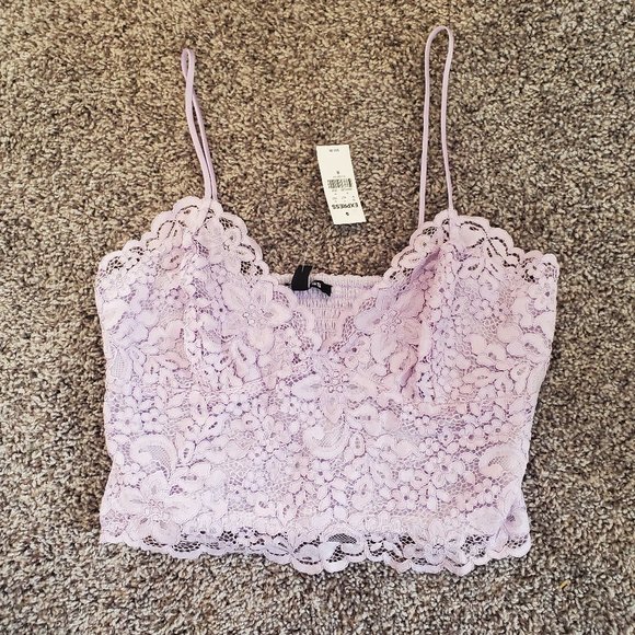 Express | Tops | Nwt Express Lilac Lace Bralettecami | Poshmark